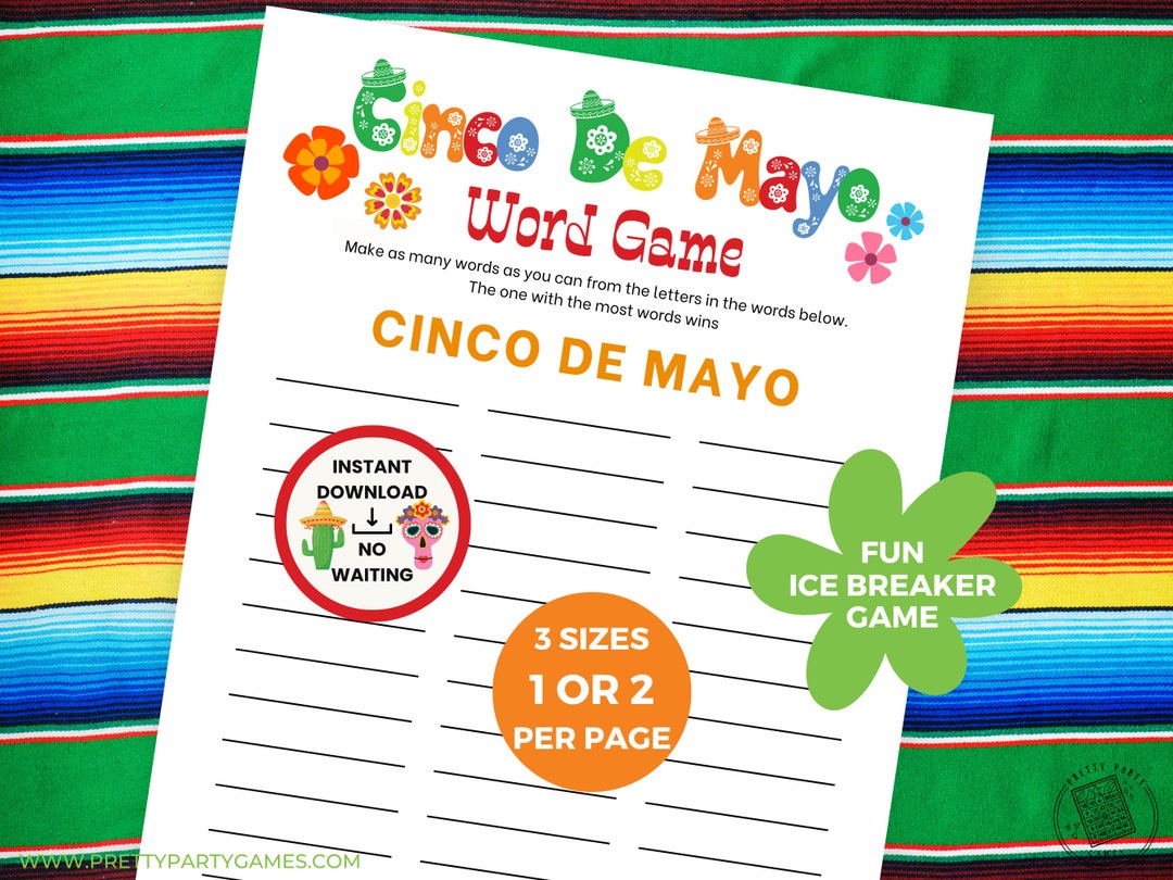 Cinco De Mayo Word Game, Printable Classroom Activity for Kids, Cinco ...