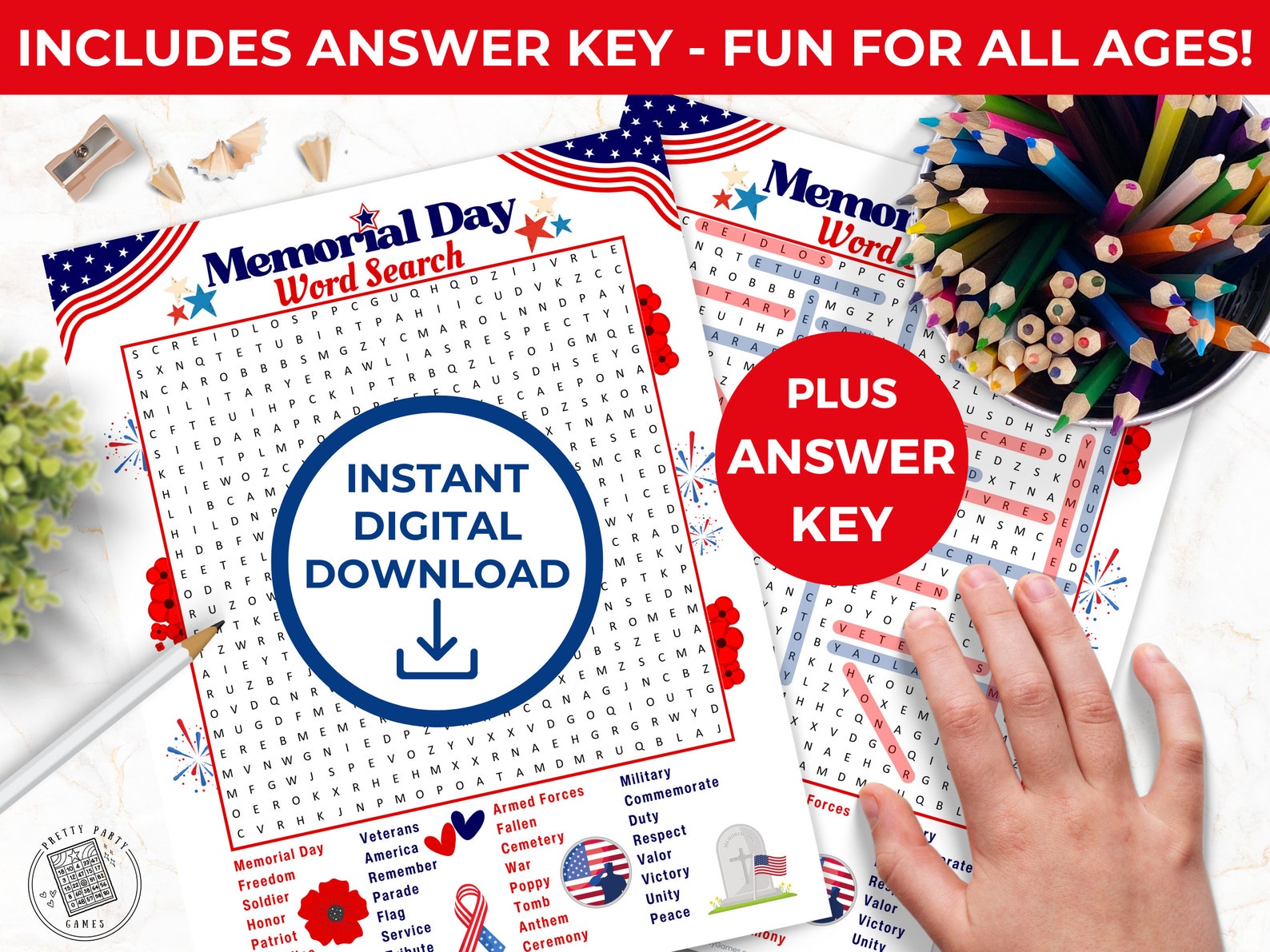 Memorial Day Word Search Puzzle and Solution, Family Games for Adults ...
