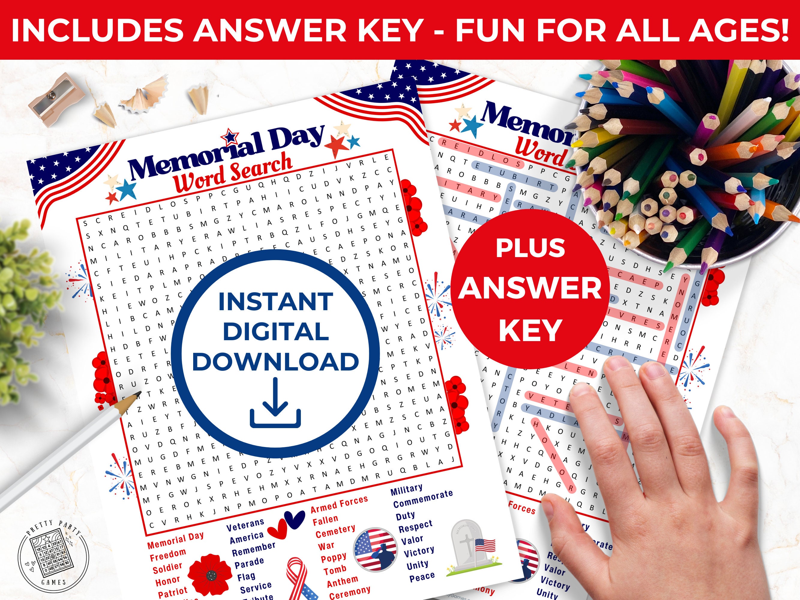 Memorial Day Word Search Puzzle and Solution, Family Games for Adults ...