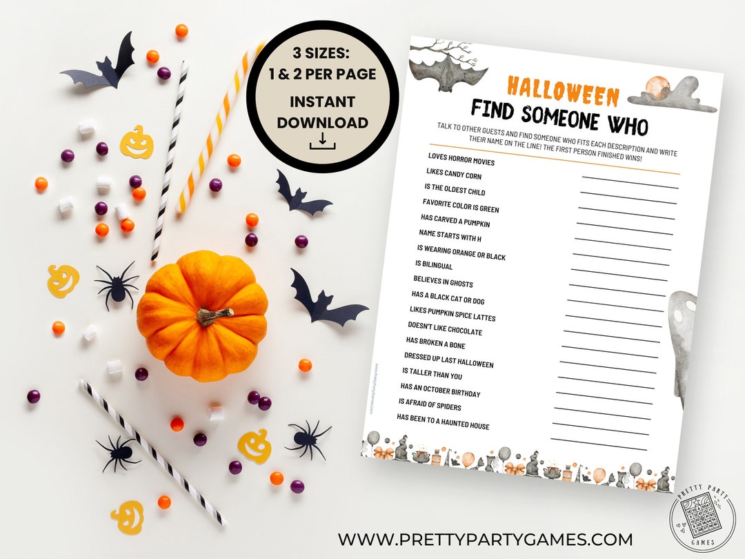 Halloween Find the Guest Who Icebreaker Game, Instant Digital Download ...