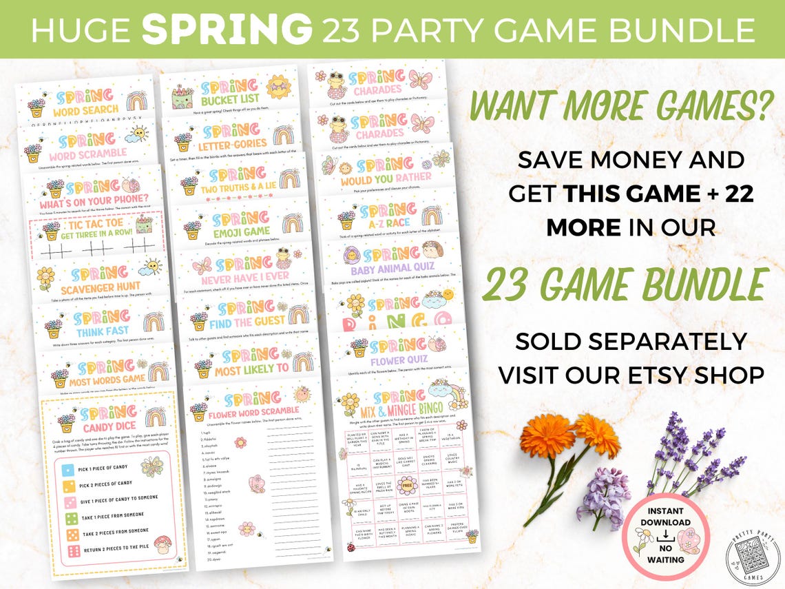 Spring A-Z Race Word Game, Springtime A-Z Game Printable, Office Party ...