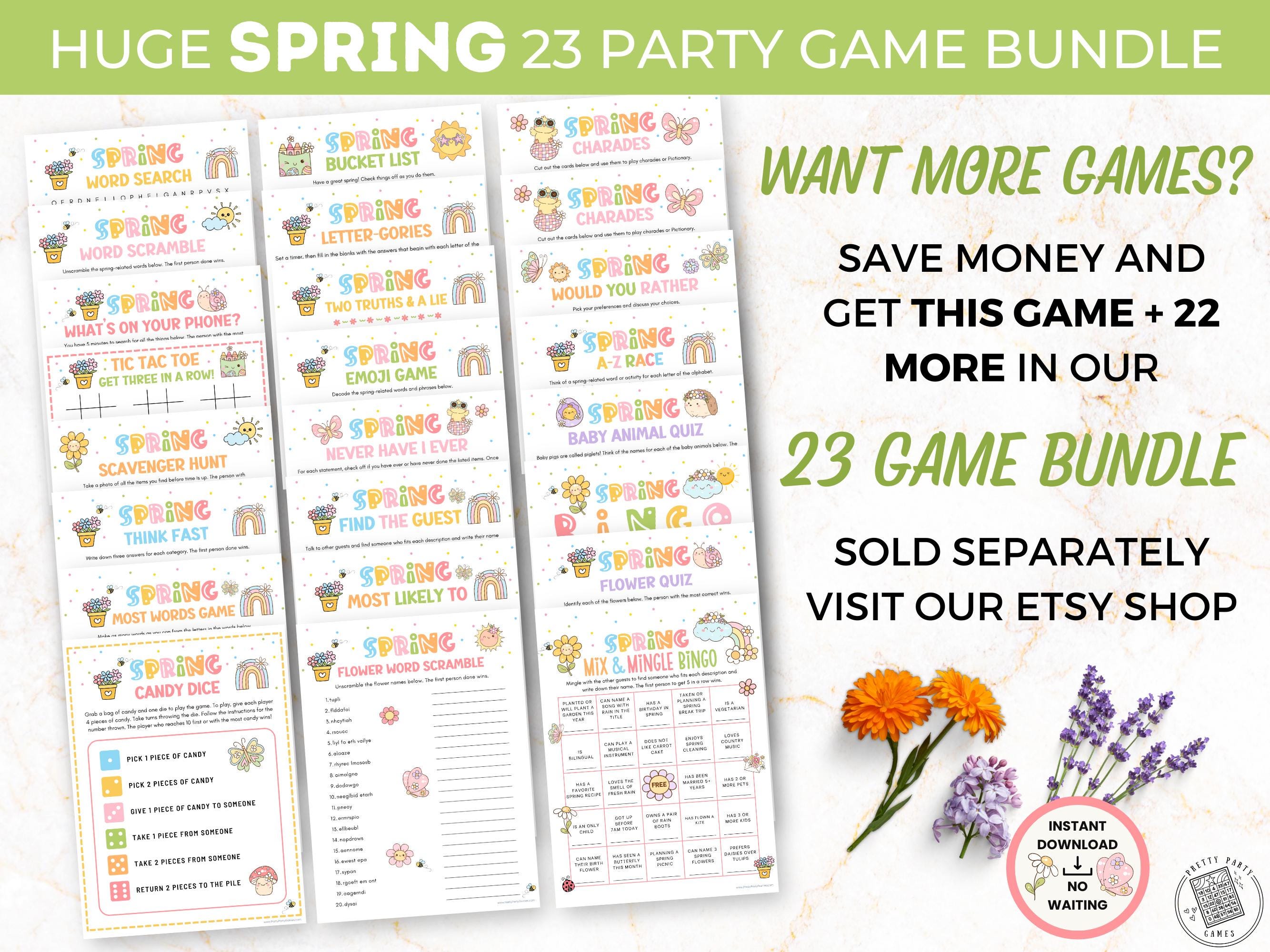 Spring Charades for Kids or Adults, 48 Springtime Charades Printable ...