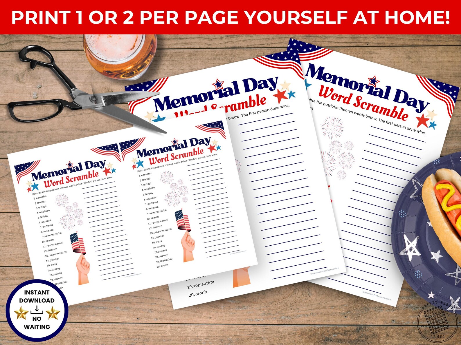 Memorial Day Word Scramble Game, Printable Party Games for Kids ...