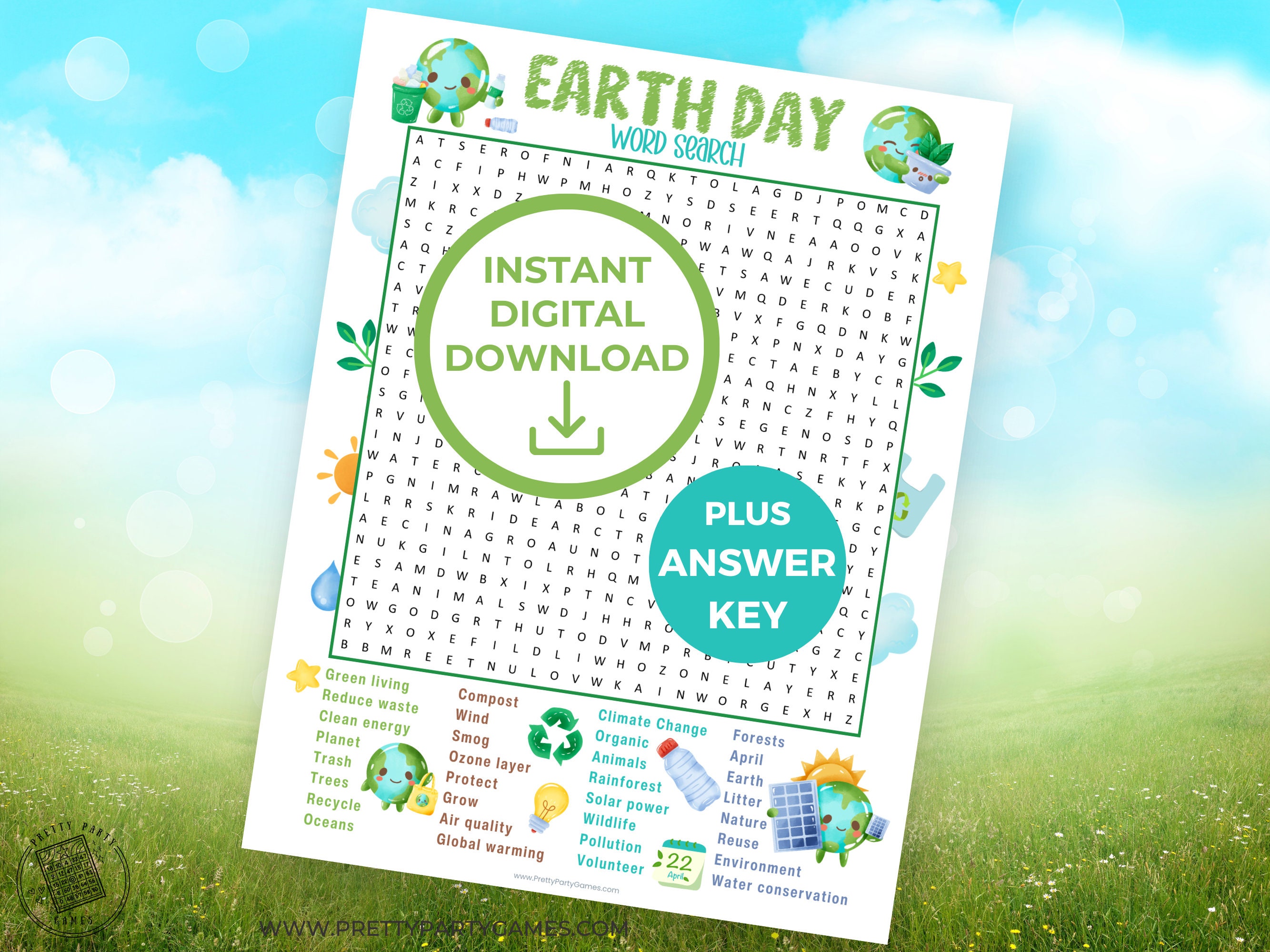 Earth Day Word Search Puzzle and Solution, Earth Day Party Games for ...