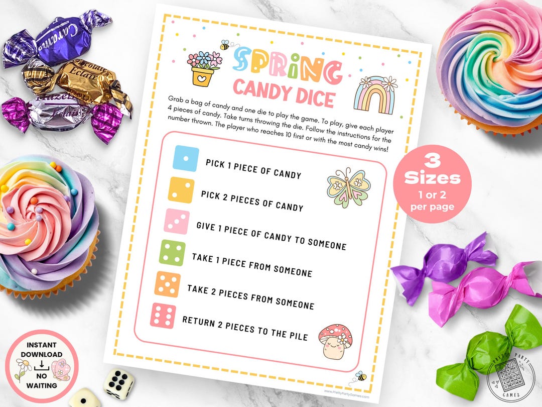 Spring Candy Dice Game, Springtime Classroom Activities for Kids, Table ...