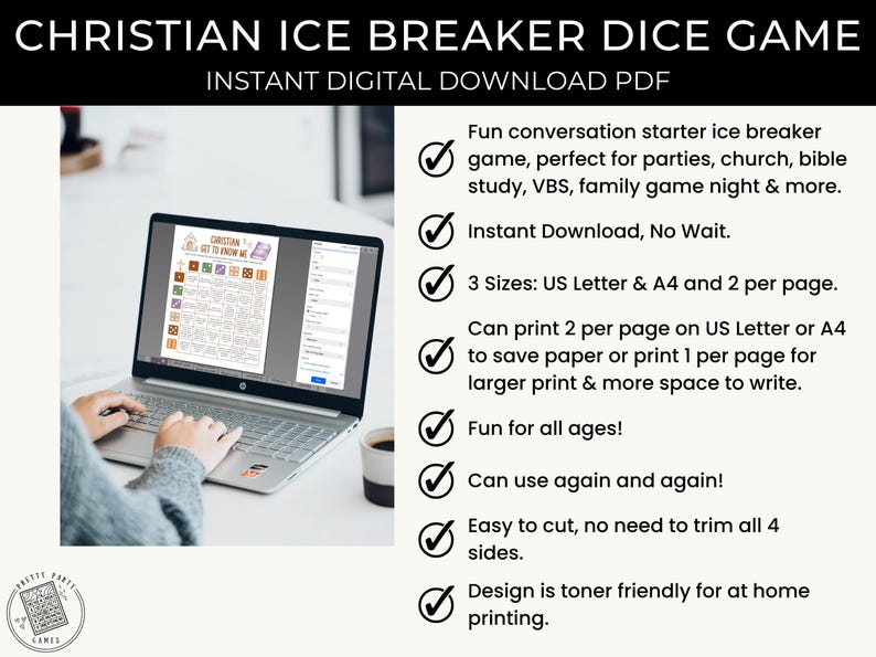 Bible Get to Know You Game, Christian Tea Party Dice Game, Icebreaker ...