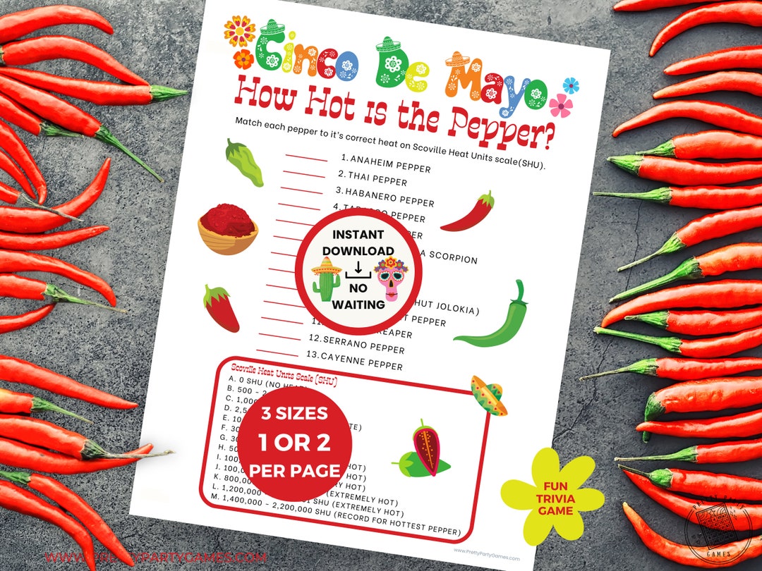How Hot is the Pepper Cinco De Mayo Trivia Game, Fun Games for Cinco De ...