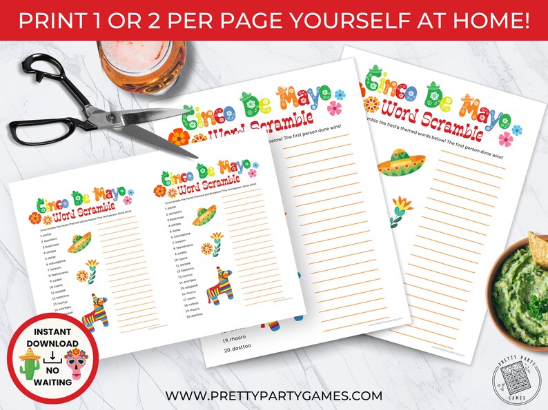 Cinco De Mayo Word Scramble Game, Printable Cinco De Mayo Party Games ...
