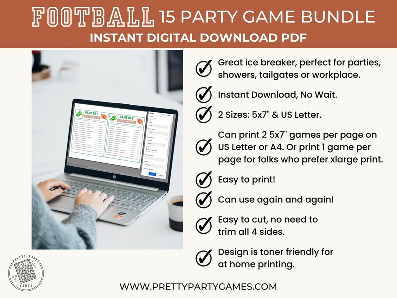 15 Printable Football Party Games Bundle, Fun Games for a Football ...