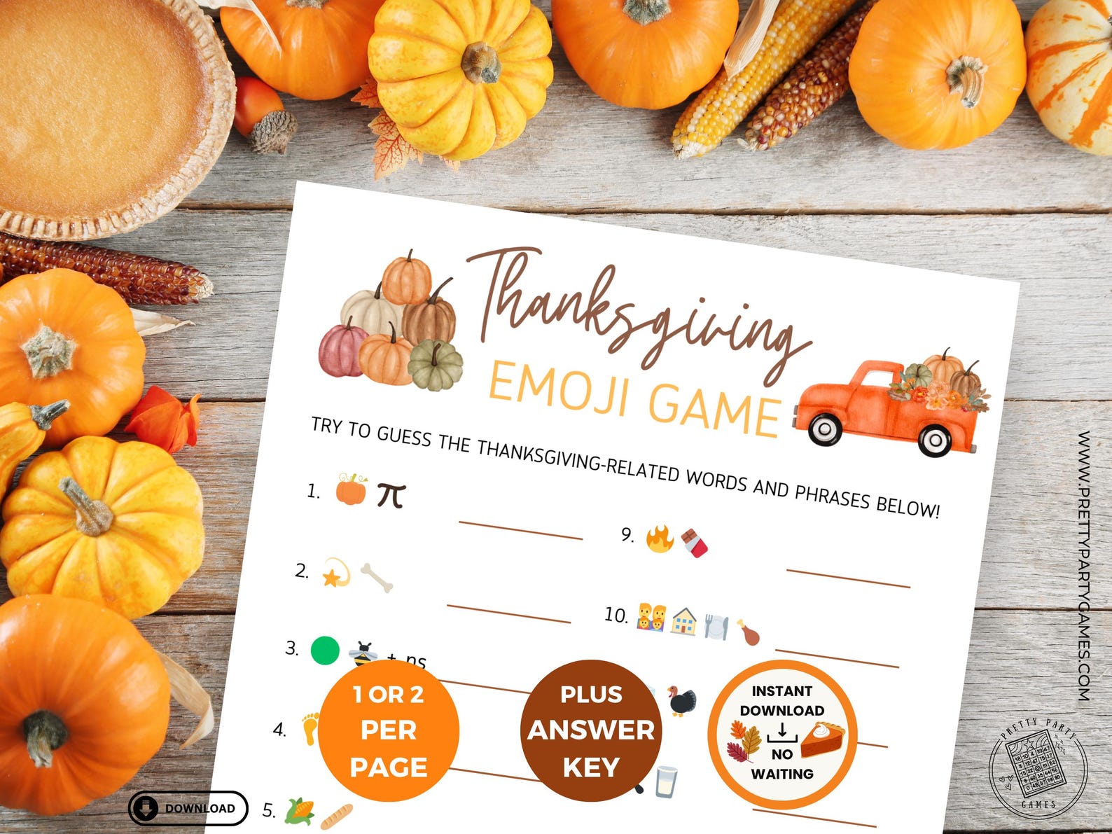 Thanksgiving Emoji Game Printable, Thanksgiving Party Game, Fun ...