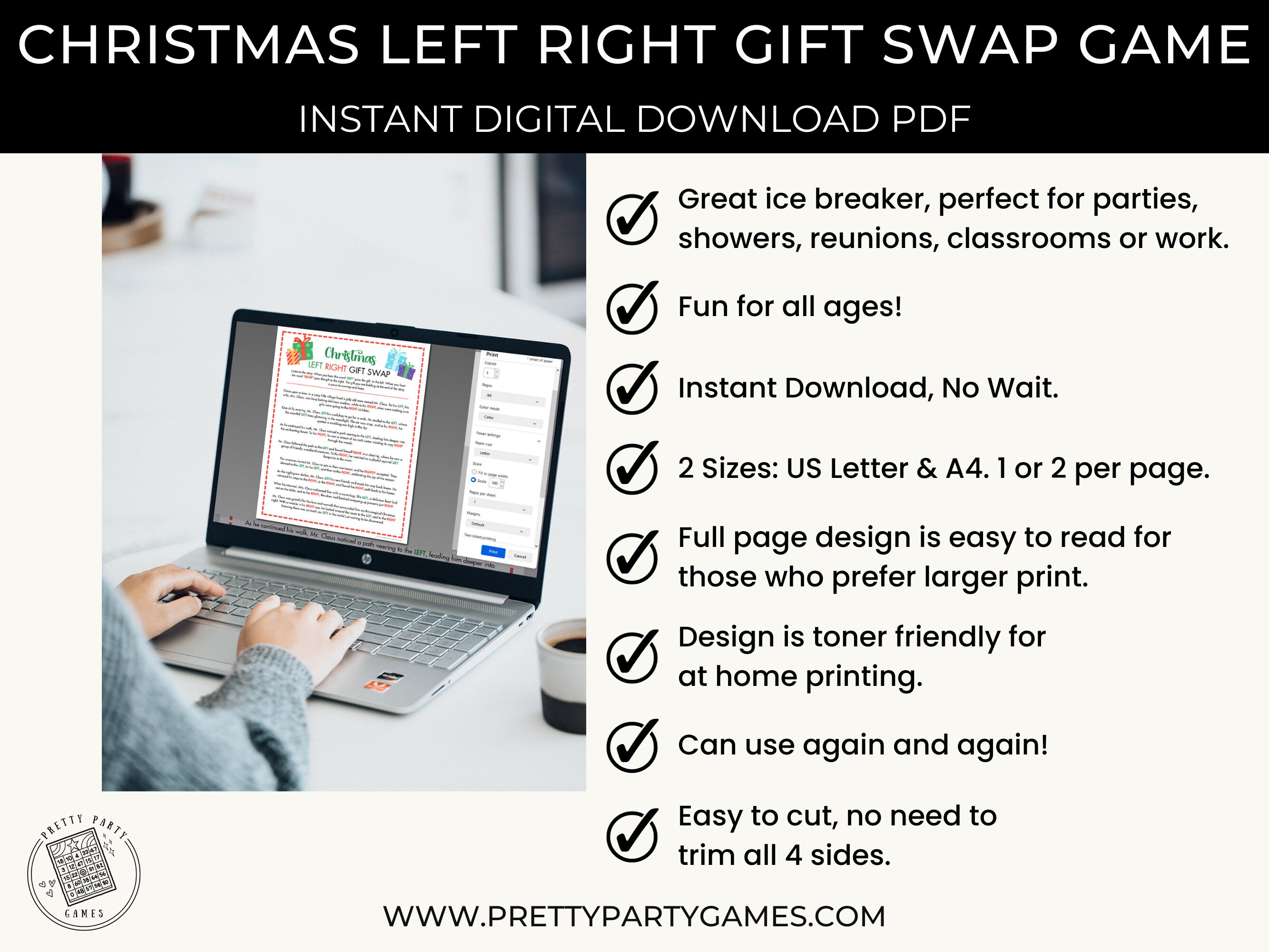 Printable Left Right Christmas Party Game, Fun Office Gift Exchange ...