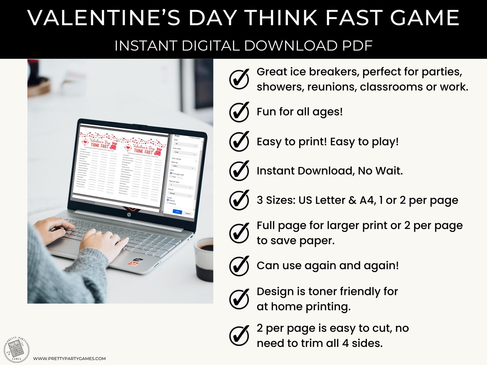 Valentines Day Think Fast Game, Valentines Party Games for Family or ...