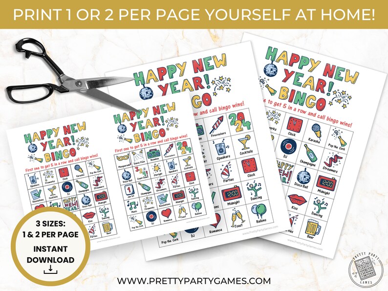 50 Printable New Years Bingo Cards, Work Holiday Bingo Game, New Years ...