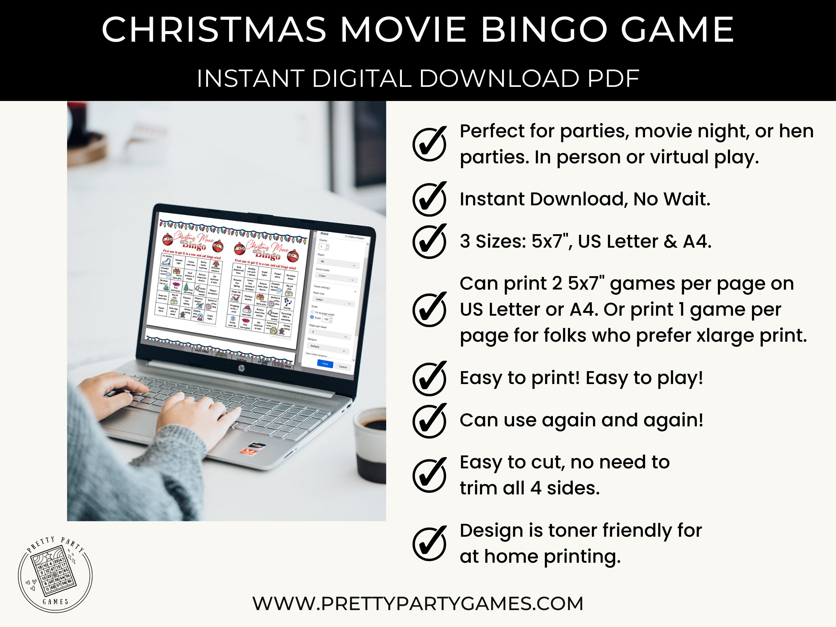 Printable Christmas Movie Bingo Cards, Holiday Bingo Game, 50 TV Movie ...