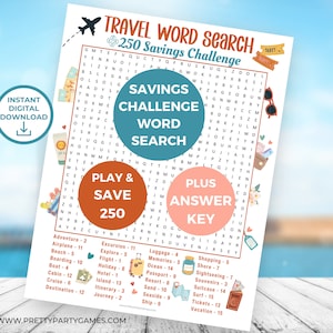 Word Search Savings Challenge, Travel Word Search Printable + Solution ...