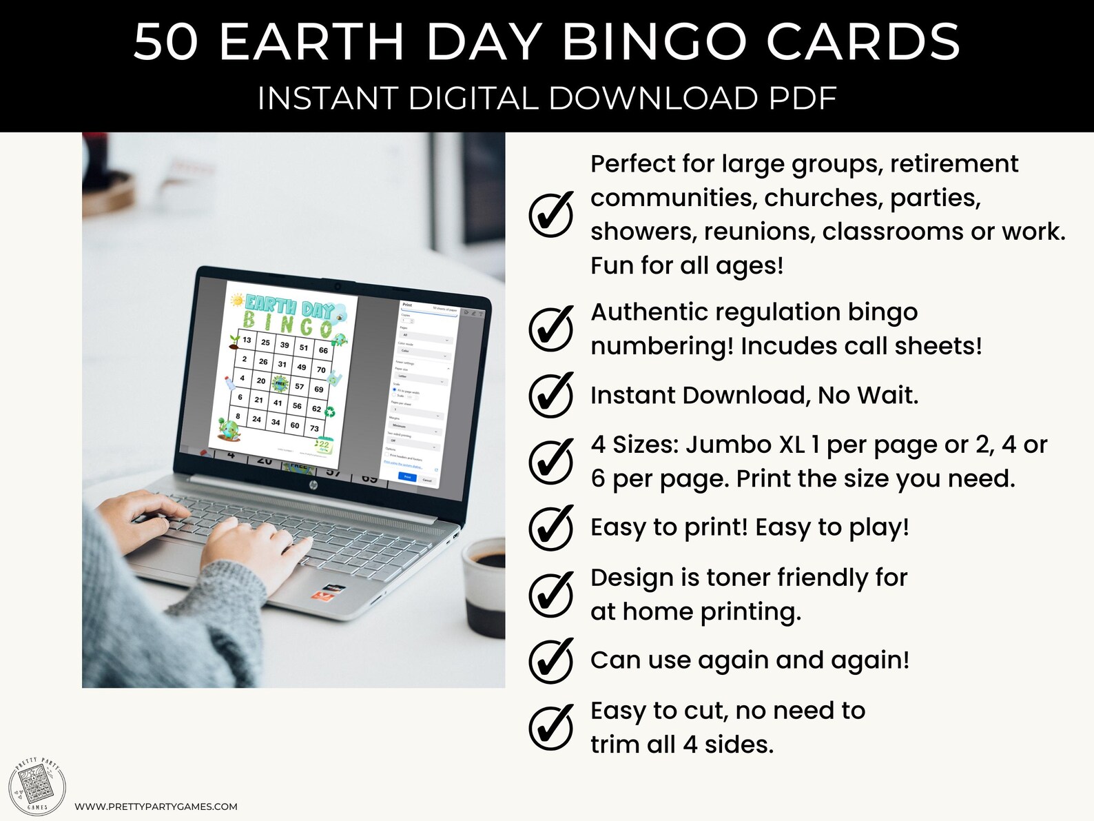 50 Earth Day Bingo Cards With Numbers, Printable Bingo Cards for Kids ...
