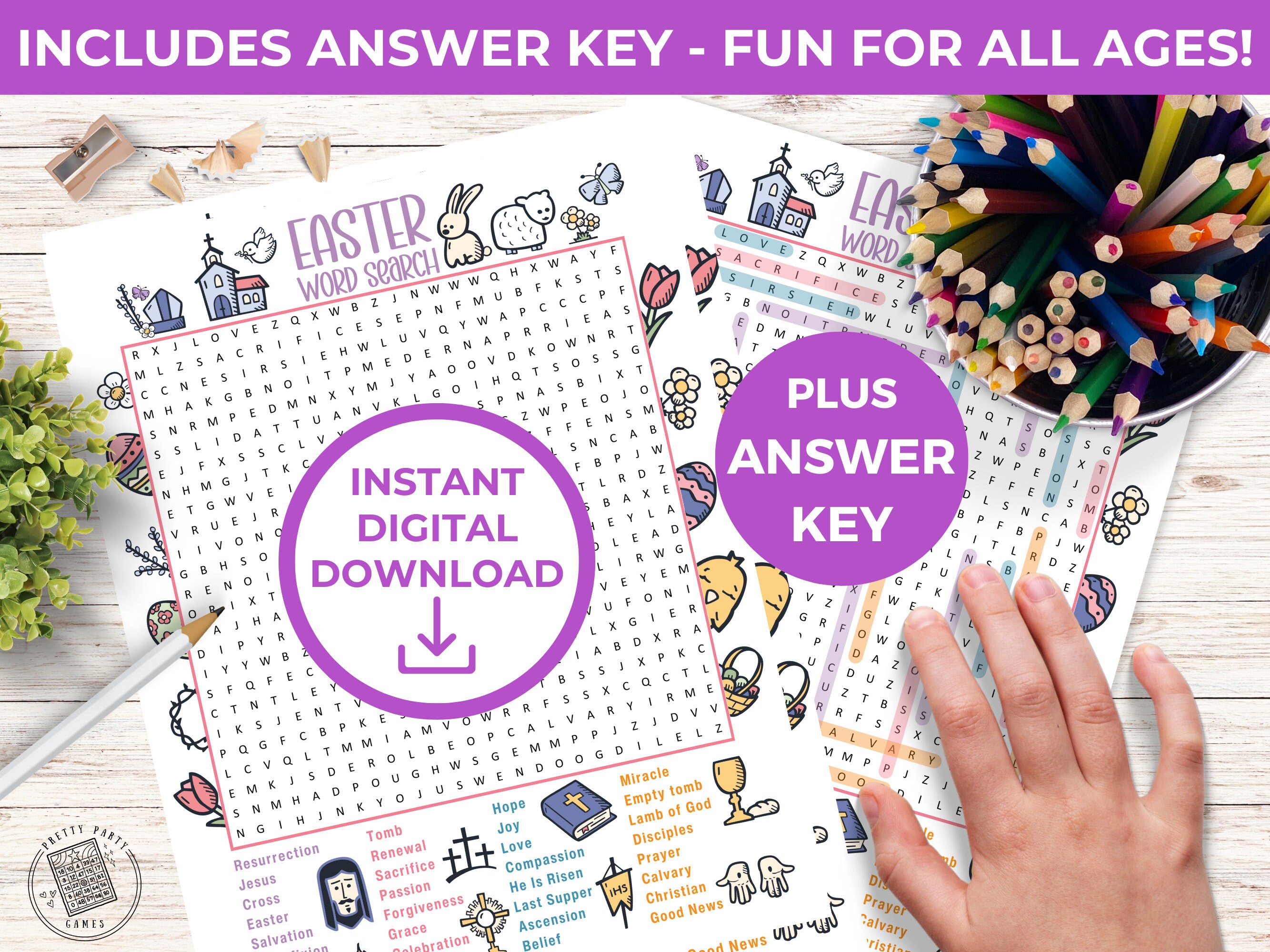 Religious Easter Word Search Puzzle for Adults & Kids, Christian Easter ...