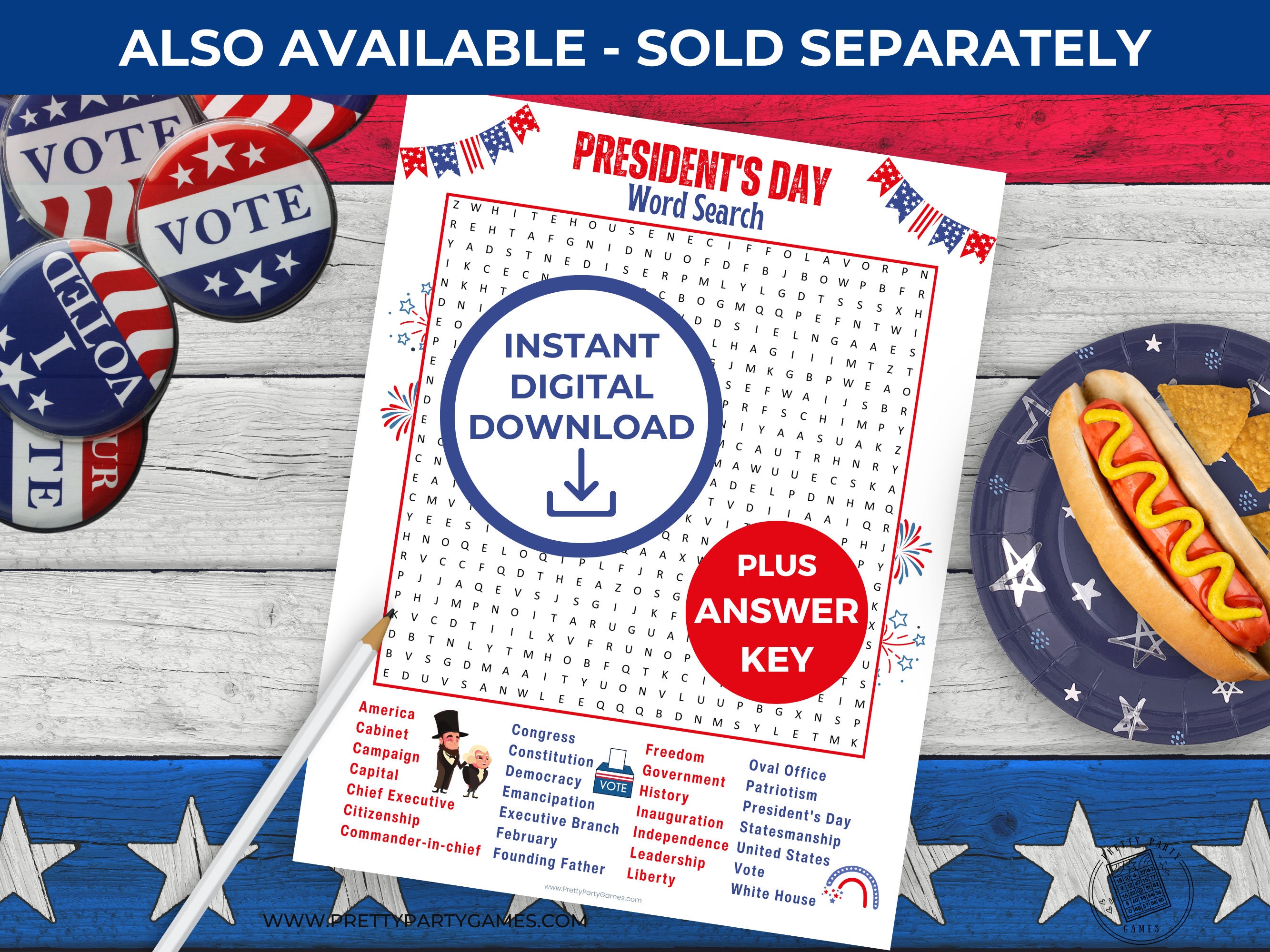 US Presidents Day Printable Word Search for Kids & Adults Answer Key ...