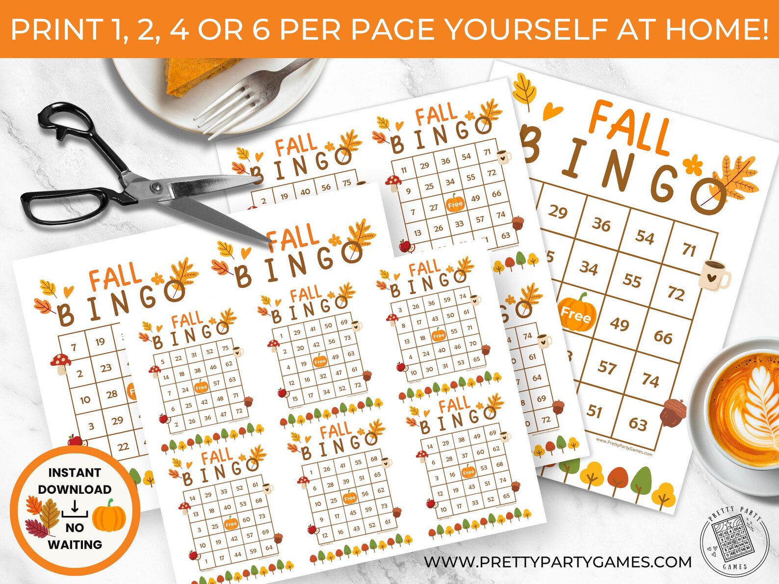 500 Fall Bingo Cards With Numbers, Autumn Printable Party Game, Fun ...