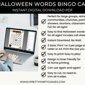 50 Halloween Themed Bingo Cards, Cute Bingo Game for Kids, Classroom ...