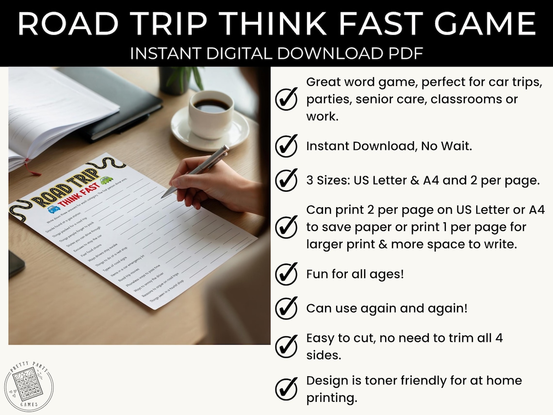 Road Trip Think Fast Game, Fun Field Trip Word Games, Car Ride Brain ...
