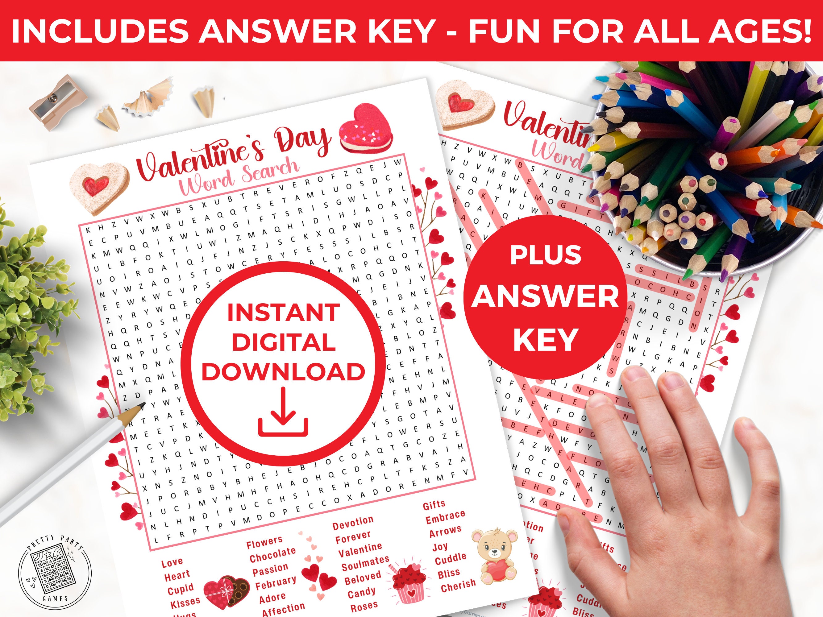 Printable Valentines Day Word Search Game for Kids & Adults + Answer ...
