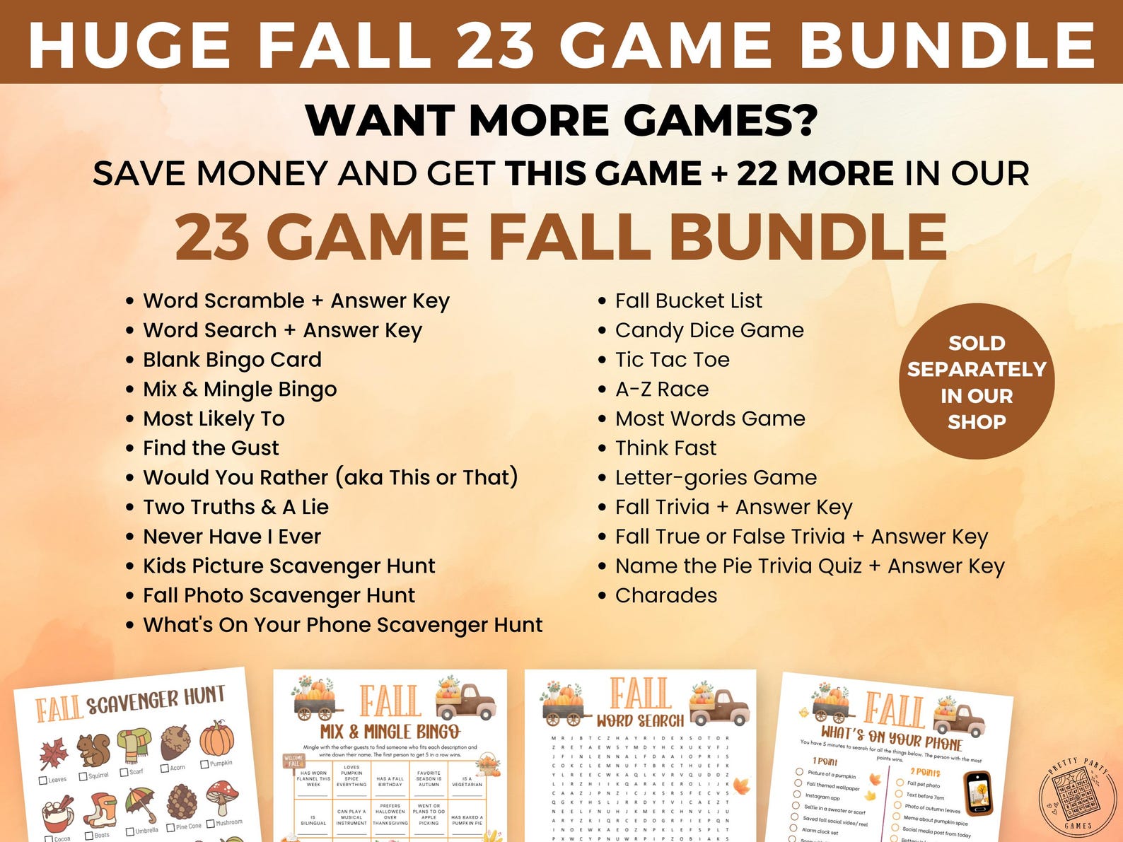 Fall Categories Word Game Printable, Fun Autumn Think Fast Game for ...