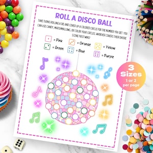 Pink Disco Ball Roll A Dice Game, Disco Ball Birthday Party Games ...
