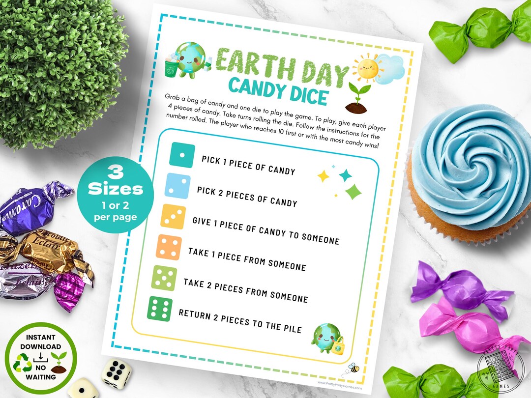 Earth Day Candy Dice Game, Printable Earth Day Games, Classroom ...