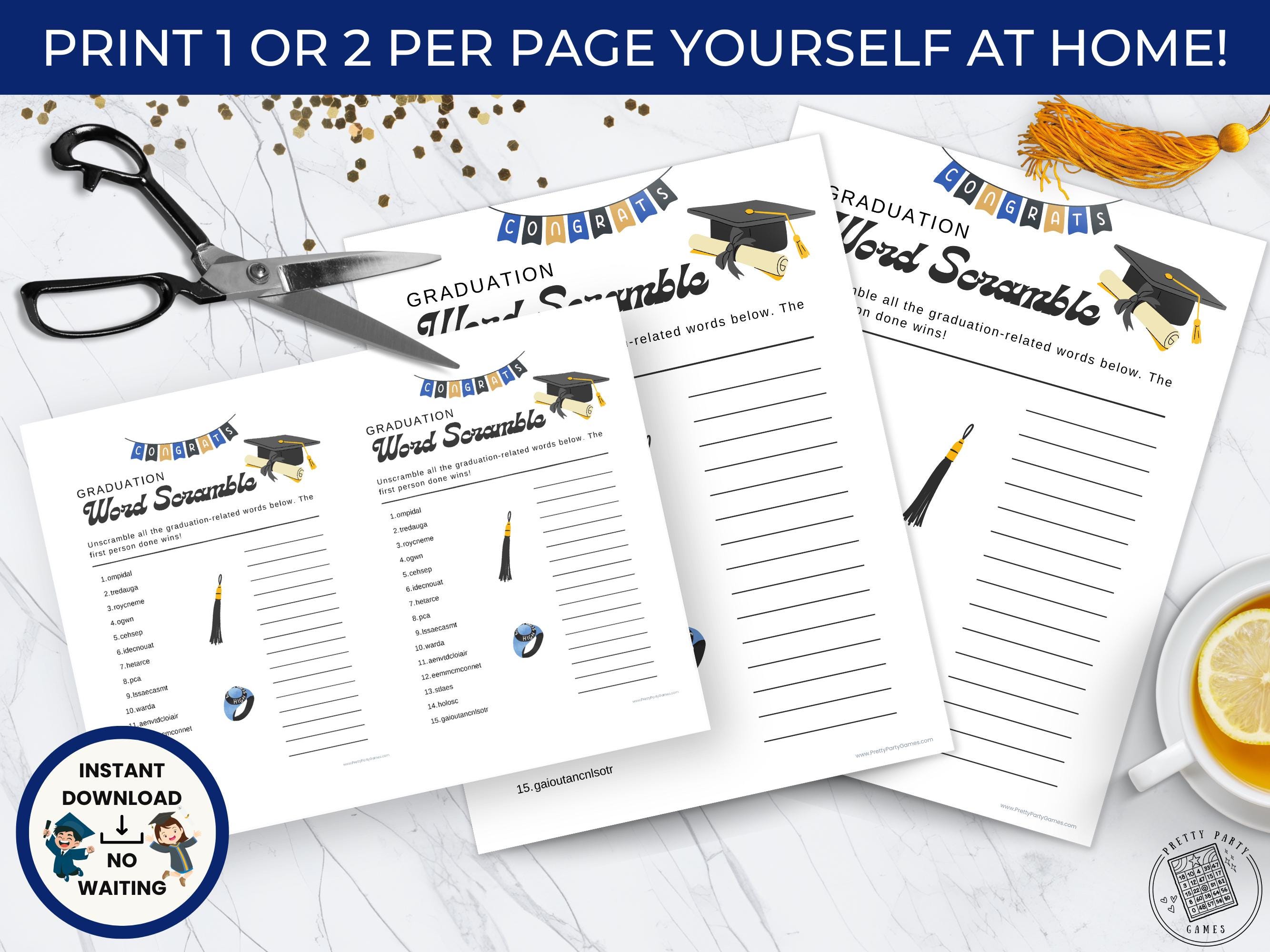 Graduation Word Scramble Game, Printable Party Games for Graduation ...