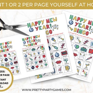 50 Printable New Years Bingo Cards, Work Holiday Bingo Game, New Years ...