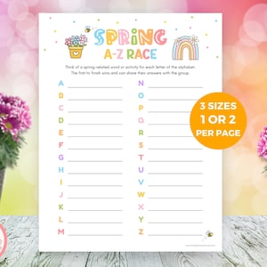 Spring A-Z Race Word Game, Springtime A-Z Game Printable, Office Party ...