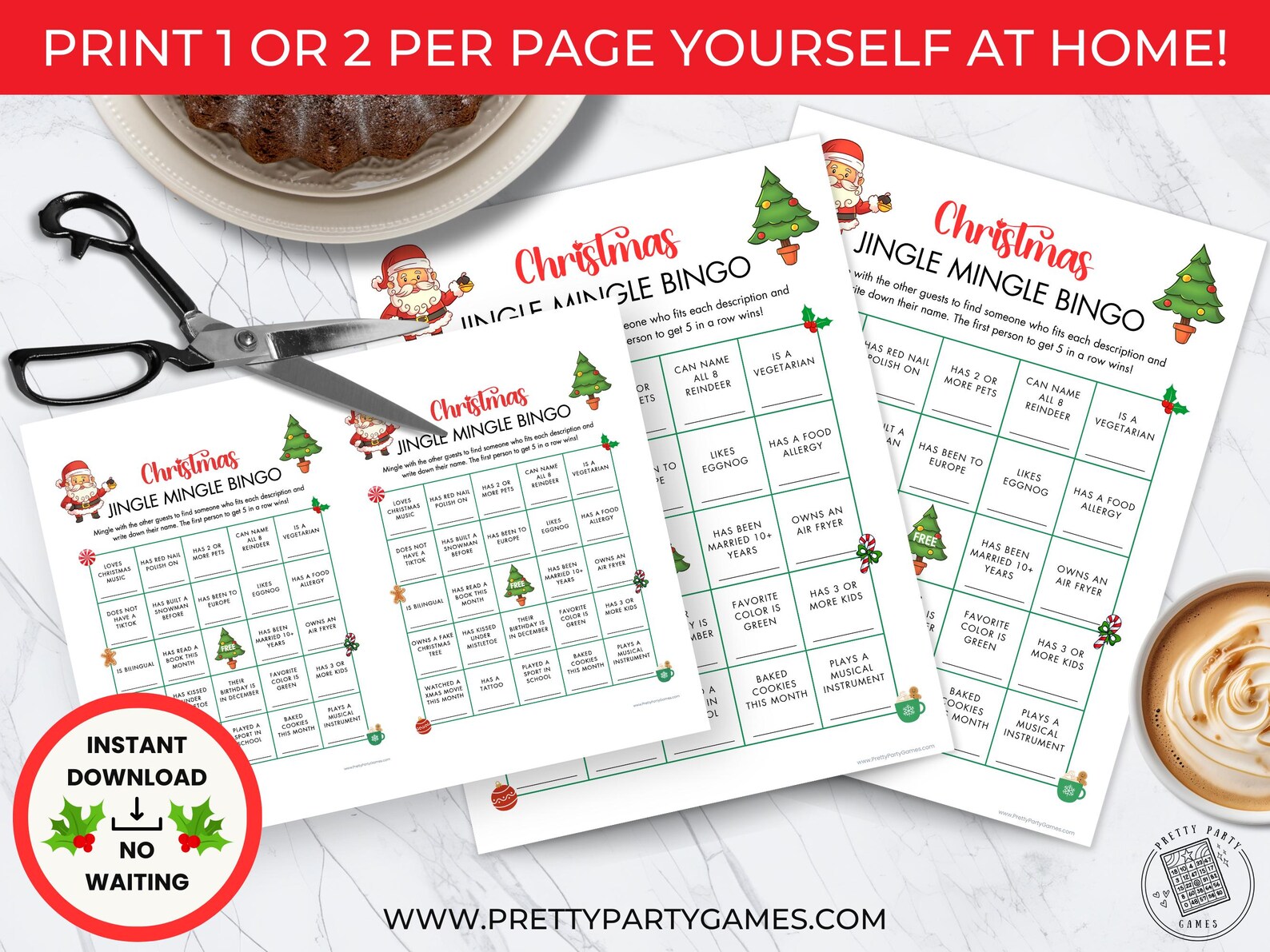 Printable Christmas Jingle Mingle Bingo Game, Fun Dinner Party ...