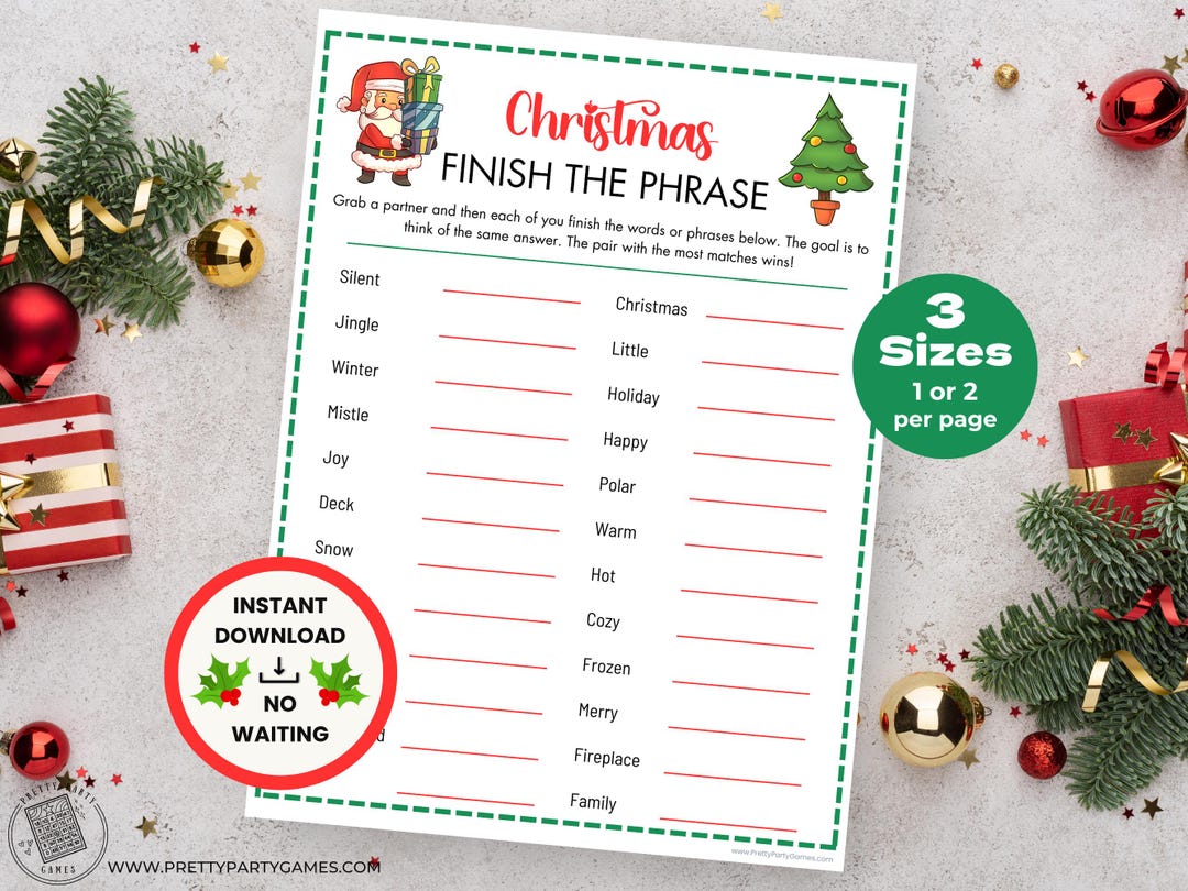 Christmas Finish the Phrase Game, Christmas Party Games for Couples ...