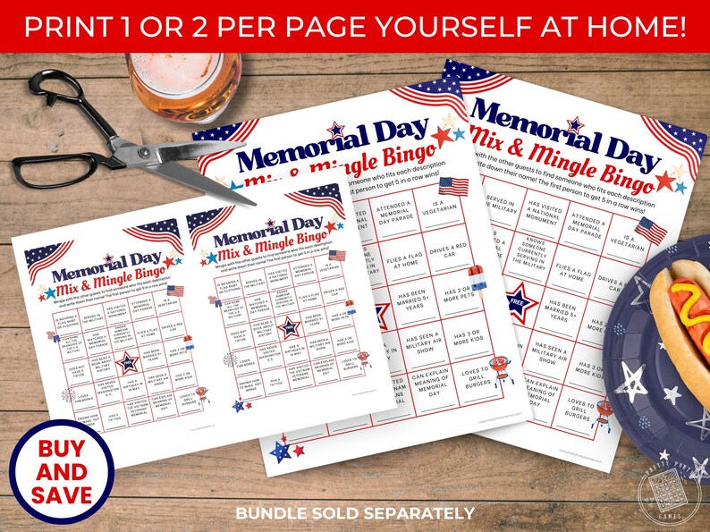 Memorial Day Game Bundle for Adults & Kids, 19 Printable Party Games ...