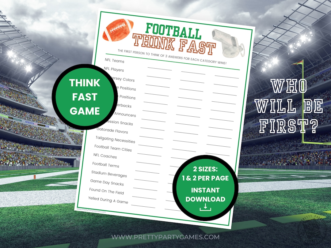 Football Think Fast Game, Fun Football Games for Kids & Adults ...