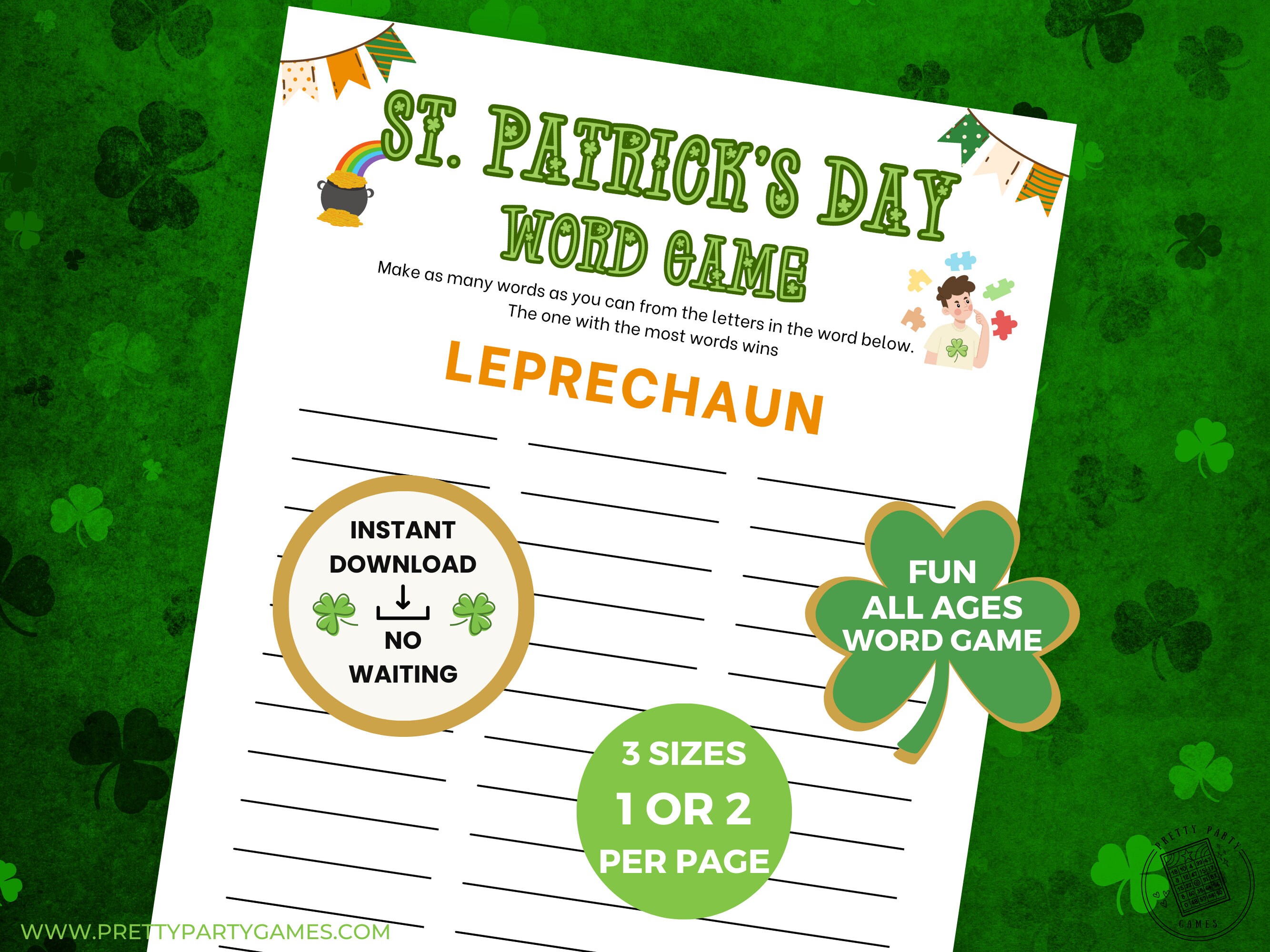 St. Patrick's Day Leprechaun Word Game, Printable Classroom Activity ...
