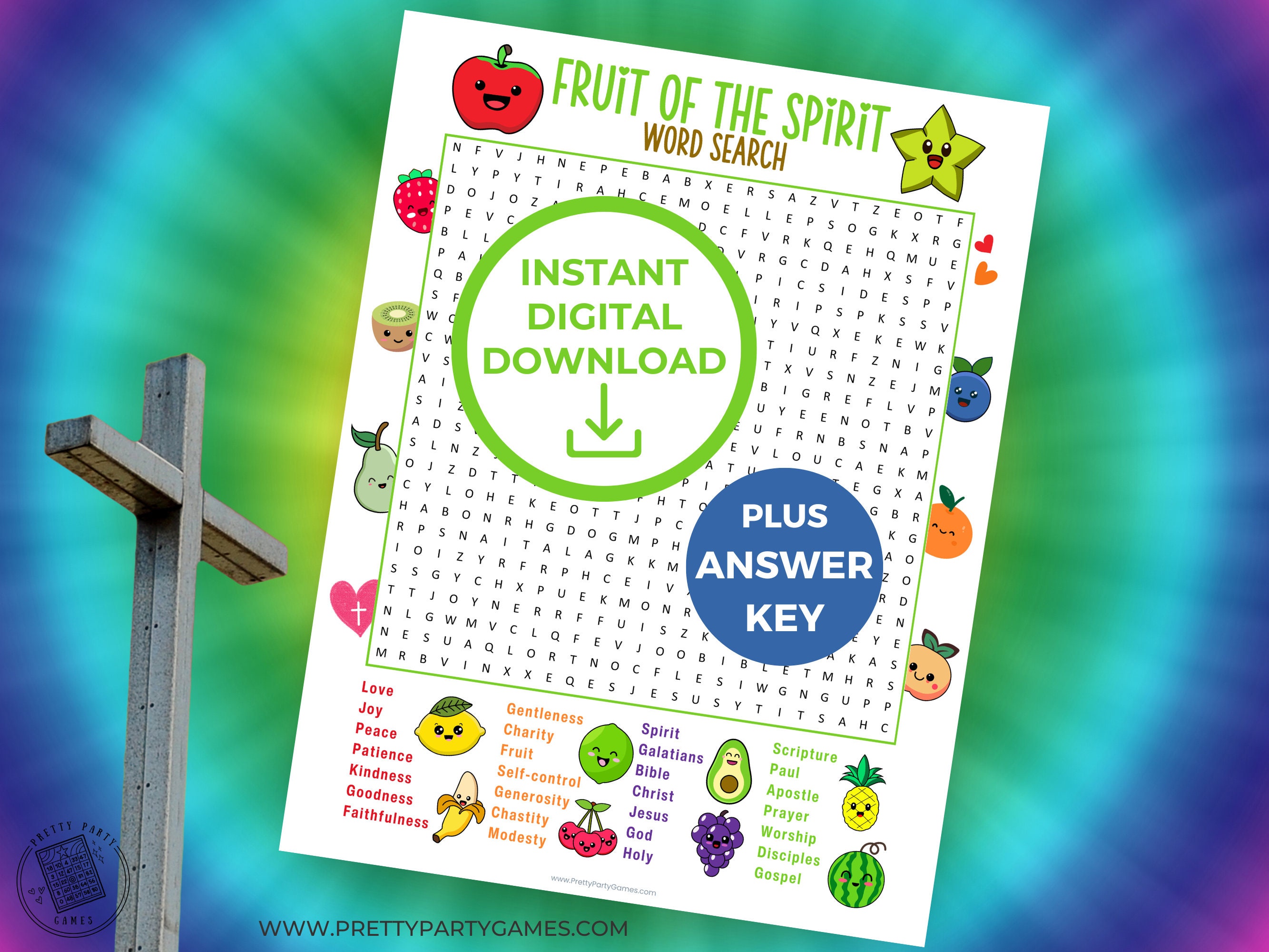 Fruit of the Spirit Word Search Game, Bible Activity for Kids & Adults ...