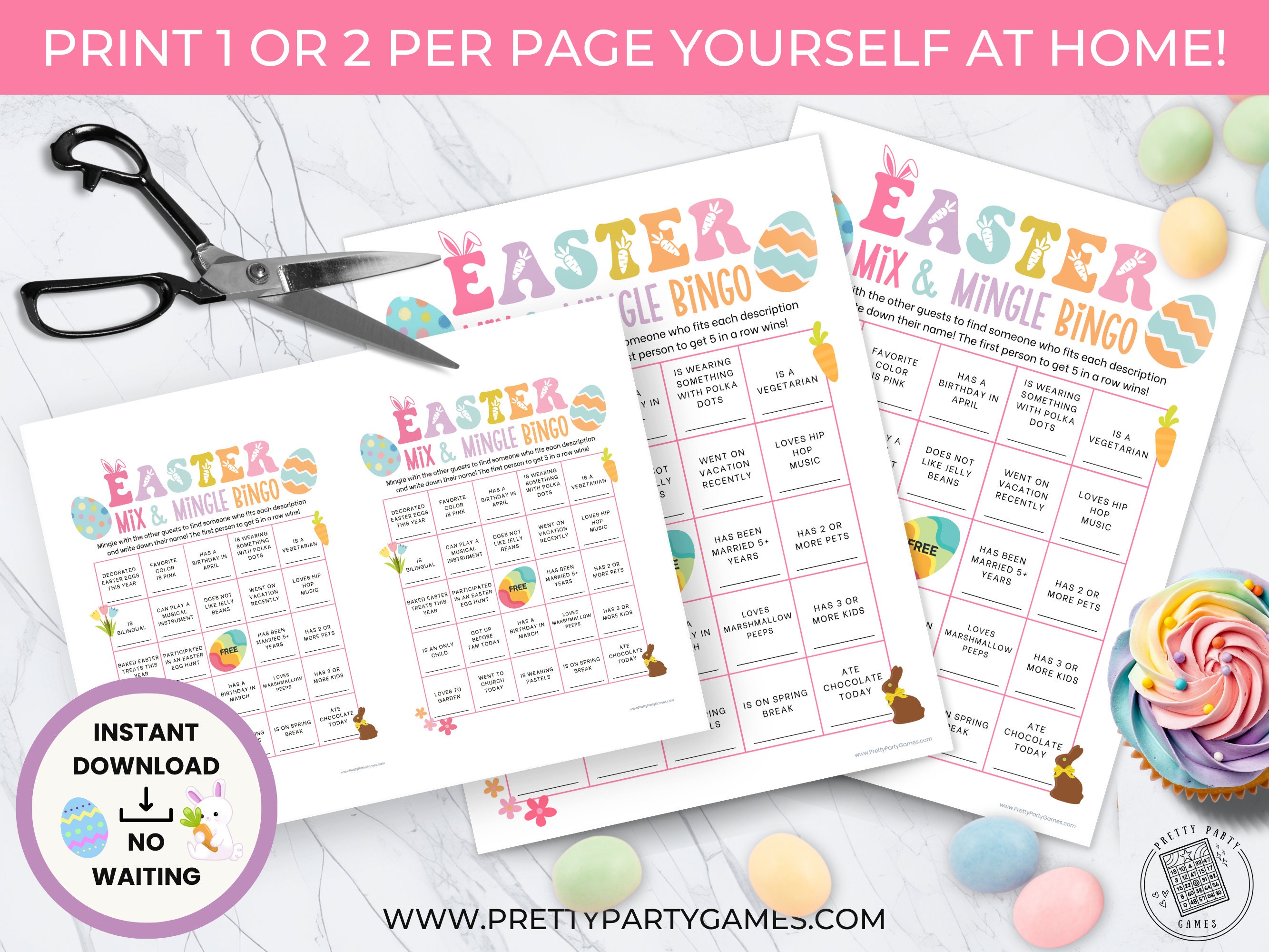 Mix & Mingle Bingo, Easter Bingo Printable, Easter Games for Adults ...