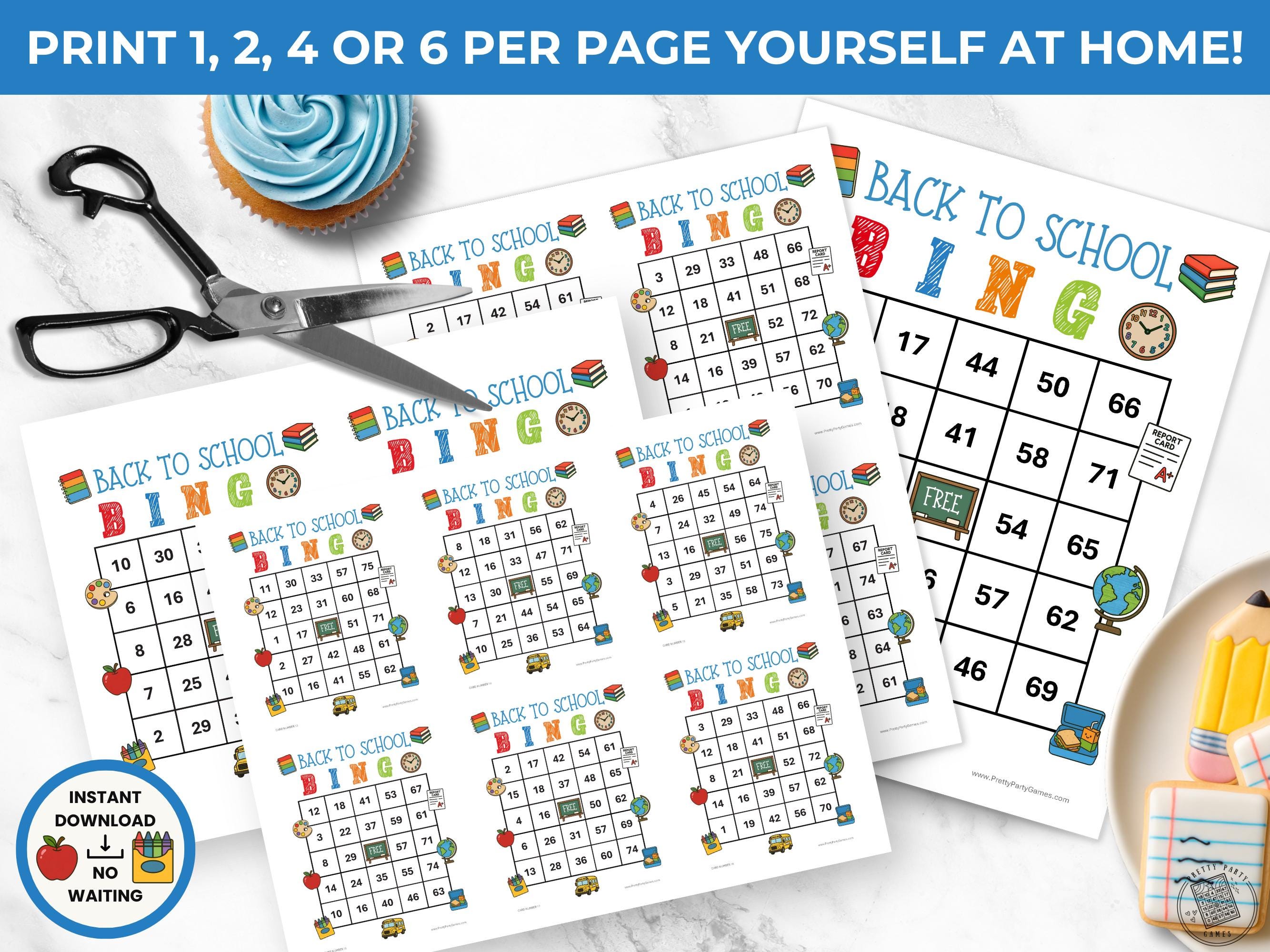 500 Back to School Bingo Cards, Printable Classroom Bingo Cards With ...