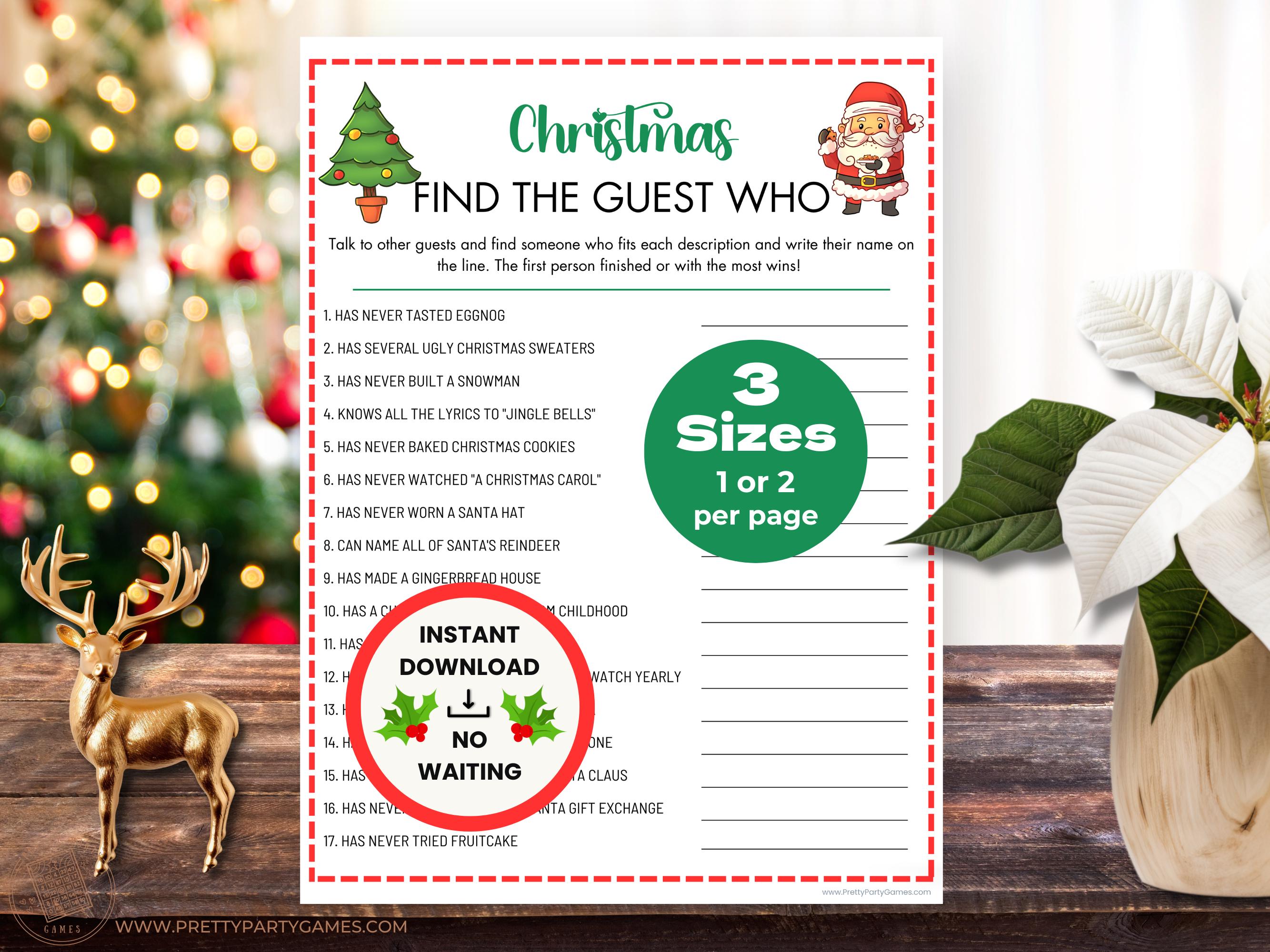 Christmas Work Party Find Someone Who Game, Fun Christmas Party Games ...