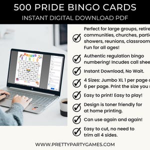 500 Pride Bingo Cards, Pride Month Printable Party Games, LGBTQIA Party ...