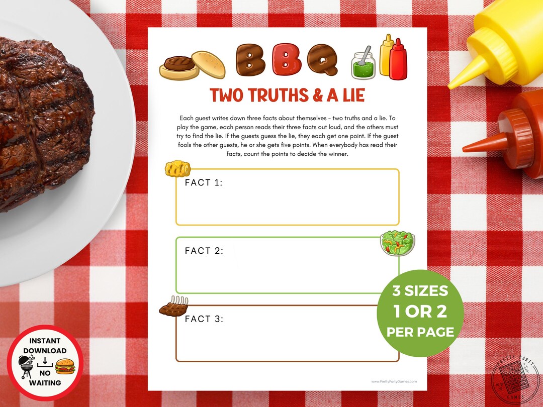 Backyard BBQ Two Truths and A Lie Game, Ice Breaker Games for Teens ...