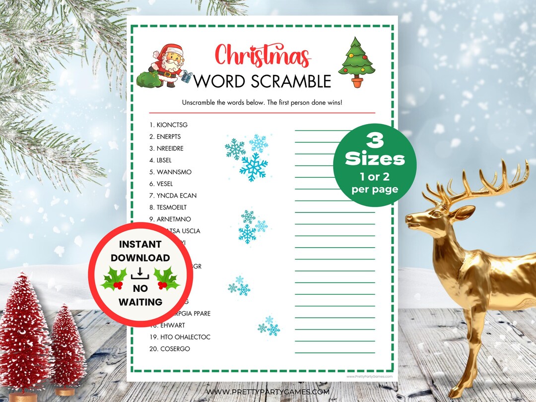 Christmas Word Scramble Game, Holiday Classroom Games for Kids, Family ...
