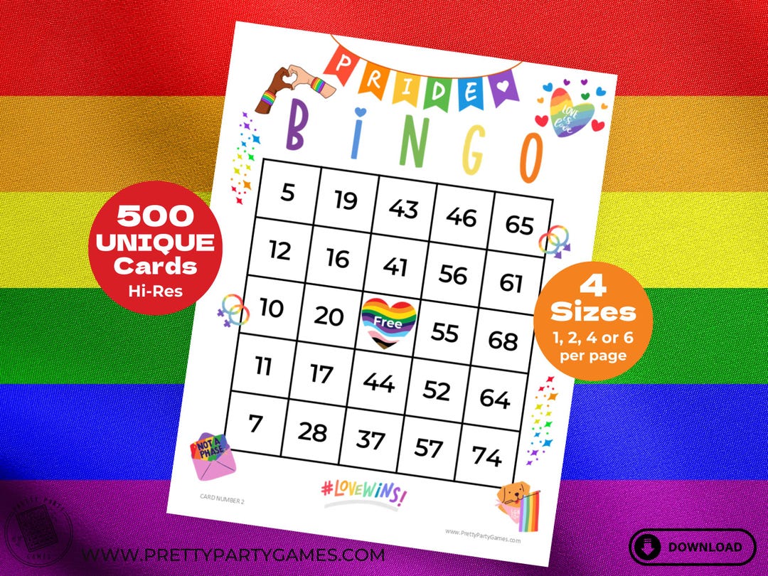 500 Pride Bingo Cards, Pride Month Printable Party Games, LGBTQIA Party ...