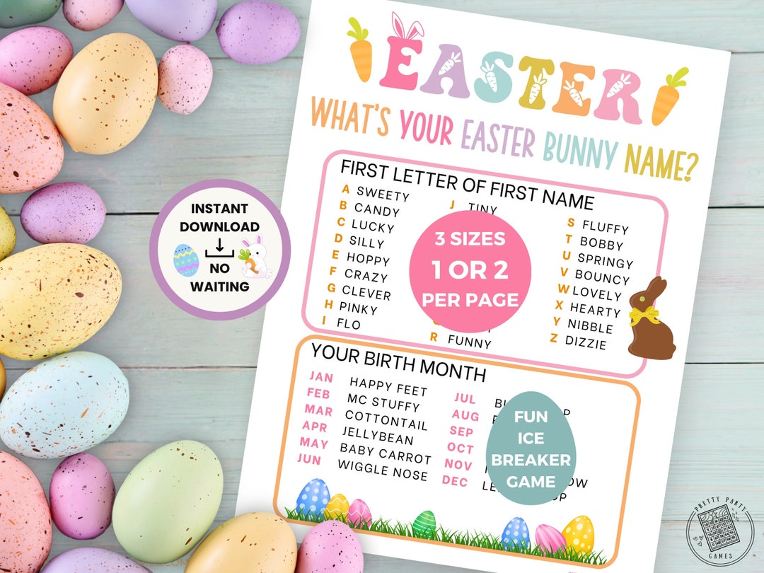 Whats Your Easter Bunny Name, Party Printable, Classroom Activity ...