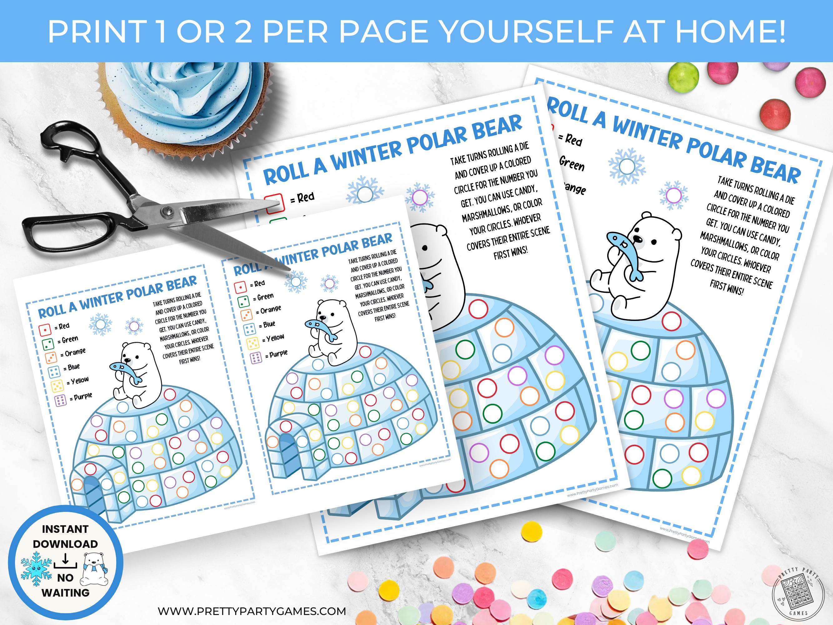Winter Polar Bear Roll A Dice Game, Winter Candy Dice Game for Kids ...