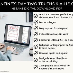 Valentine's Day Two Truths & A Lie Ice Breaker Game, Printable ...