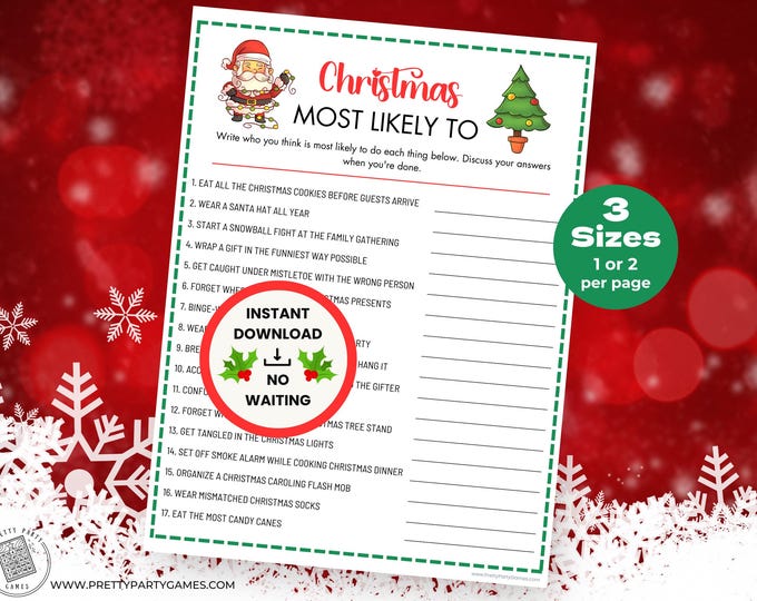 Friendsmas Most Likely to Game, Printable Christmas Superlatives Game ...