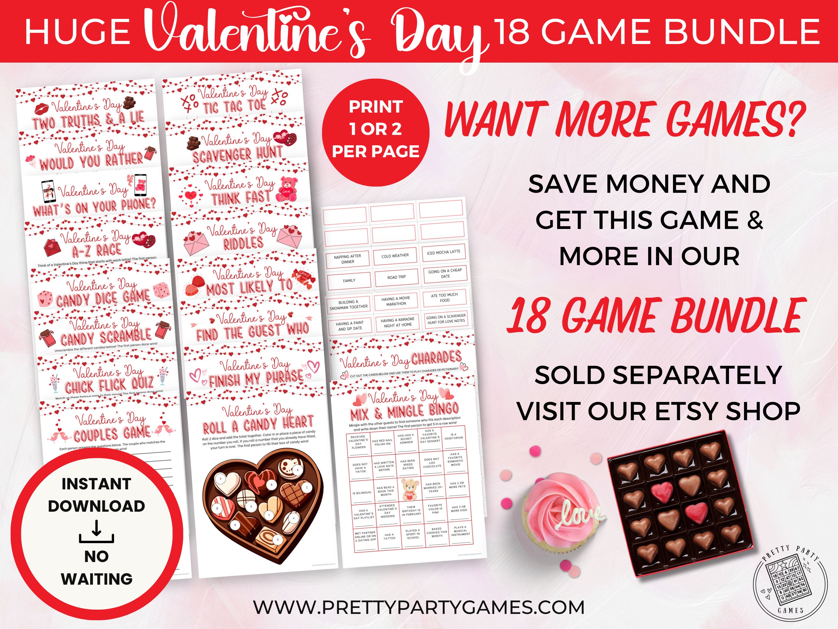 Valentines Day Mix & Mingle Bingo, Fun Valentines Party Games ...